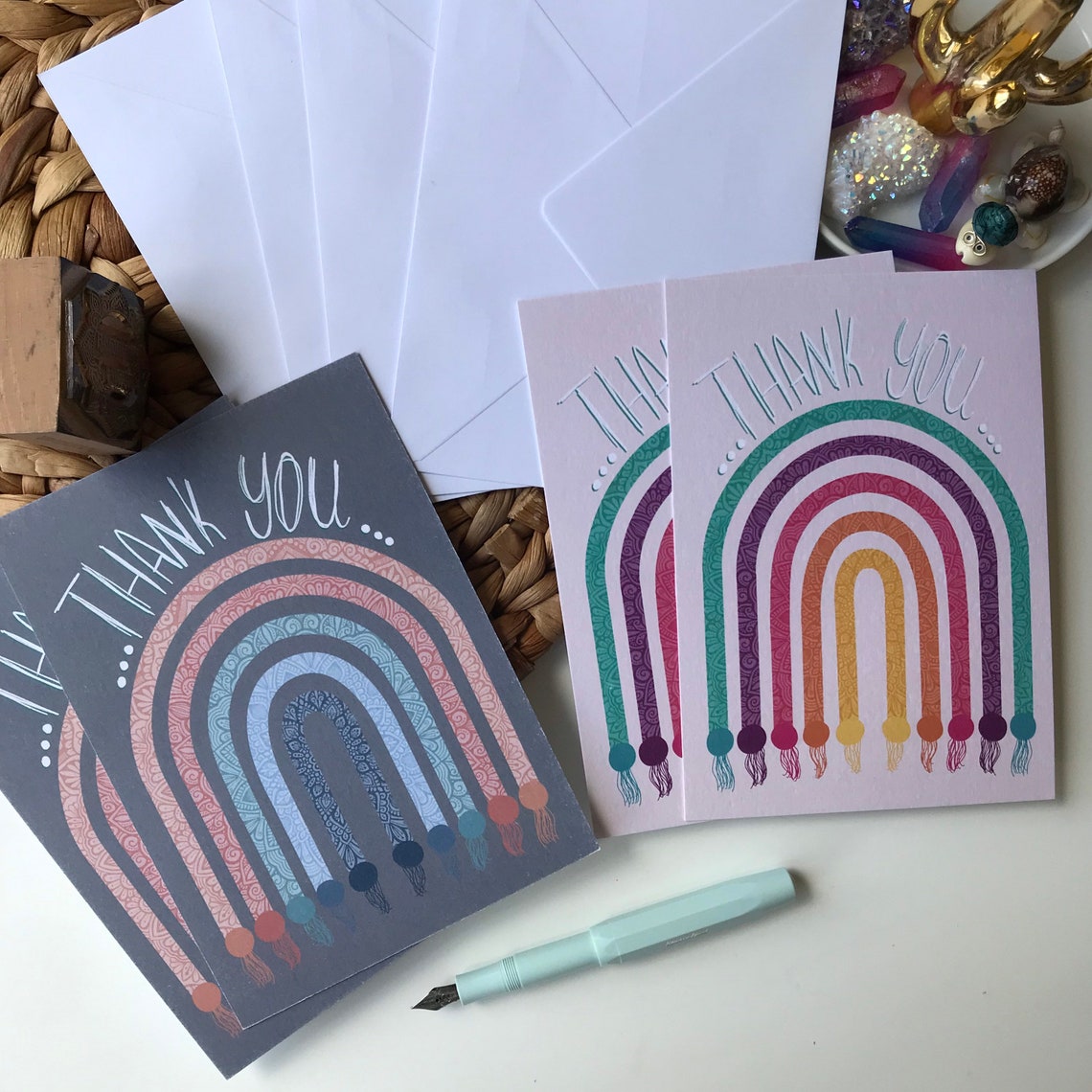 Rainbow Thank You Card - Etsy