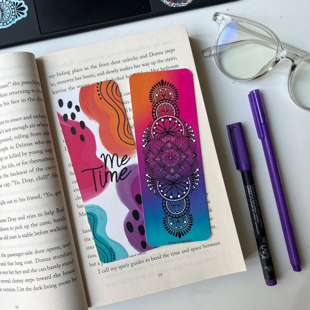 Me Time Mandala Bookmark - Cute Bookmark - 2 Sides Printed Bookmark - Etsy