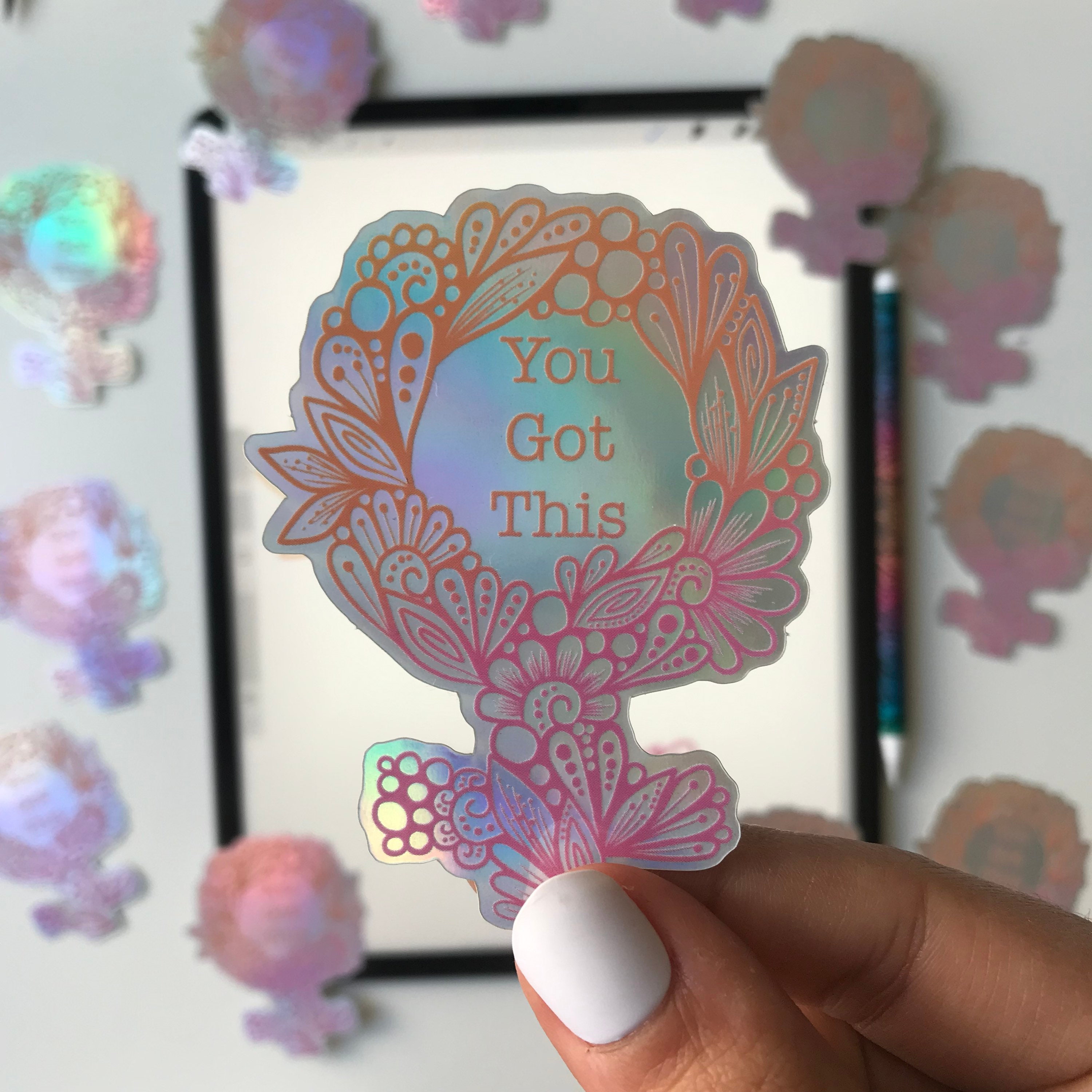 Zentangle Female Symbol Holographic Sticker Female Sticker - Etsy
