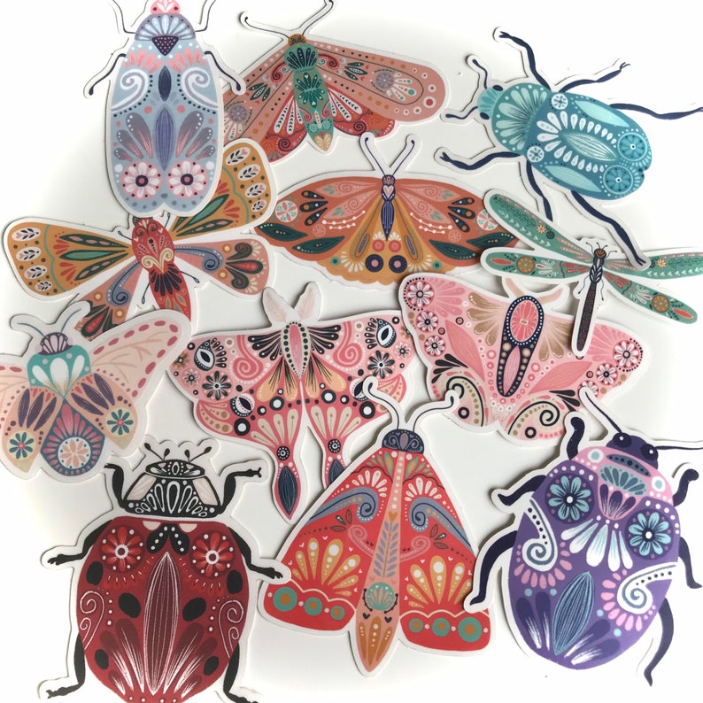 Cute Insect Waterproof Sticker Pack of 12 - Etsy