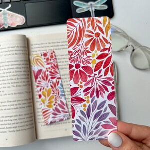 Rainbow Watercolor Plant Doodle Bookmark - Watercolor Bookmark - Etsy