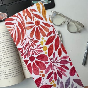 Rainbow Watercolor Plant Doodle Bookmark - Watercolor Bookmark - Etsy