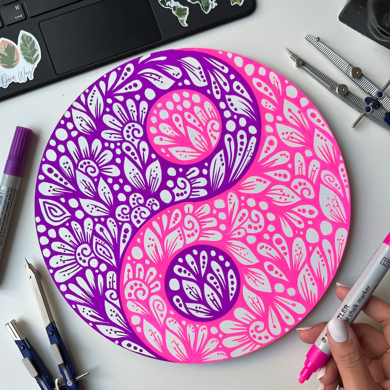 Zentangle Yinyang _ Hand Drawn _ Wall Decor - Etsy