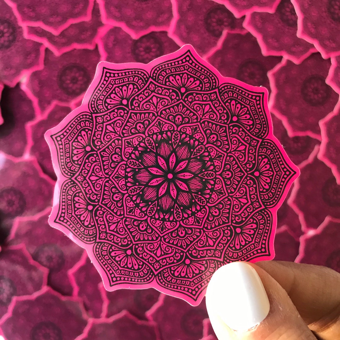 Magenta Mandala Waterproof Sticker - Etsy