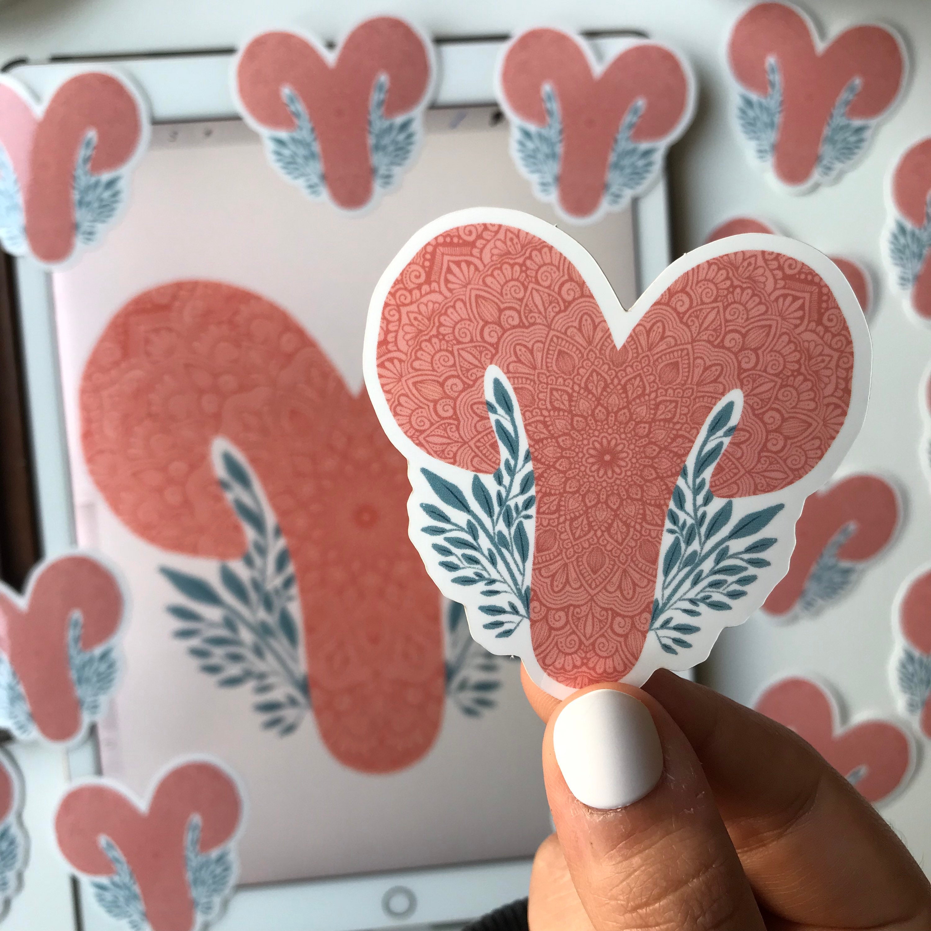 Aries Mandala Waterproof Stickers - Etsy