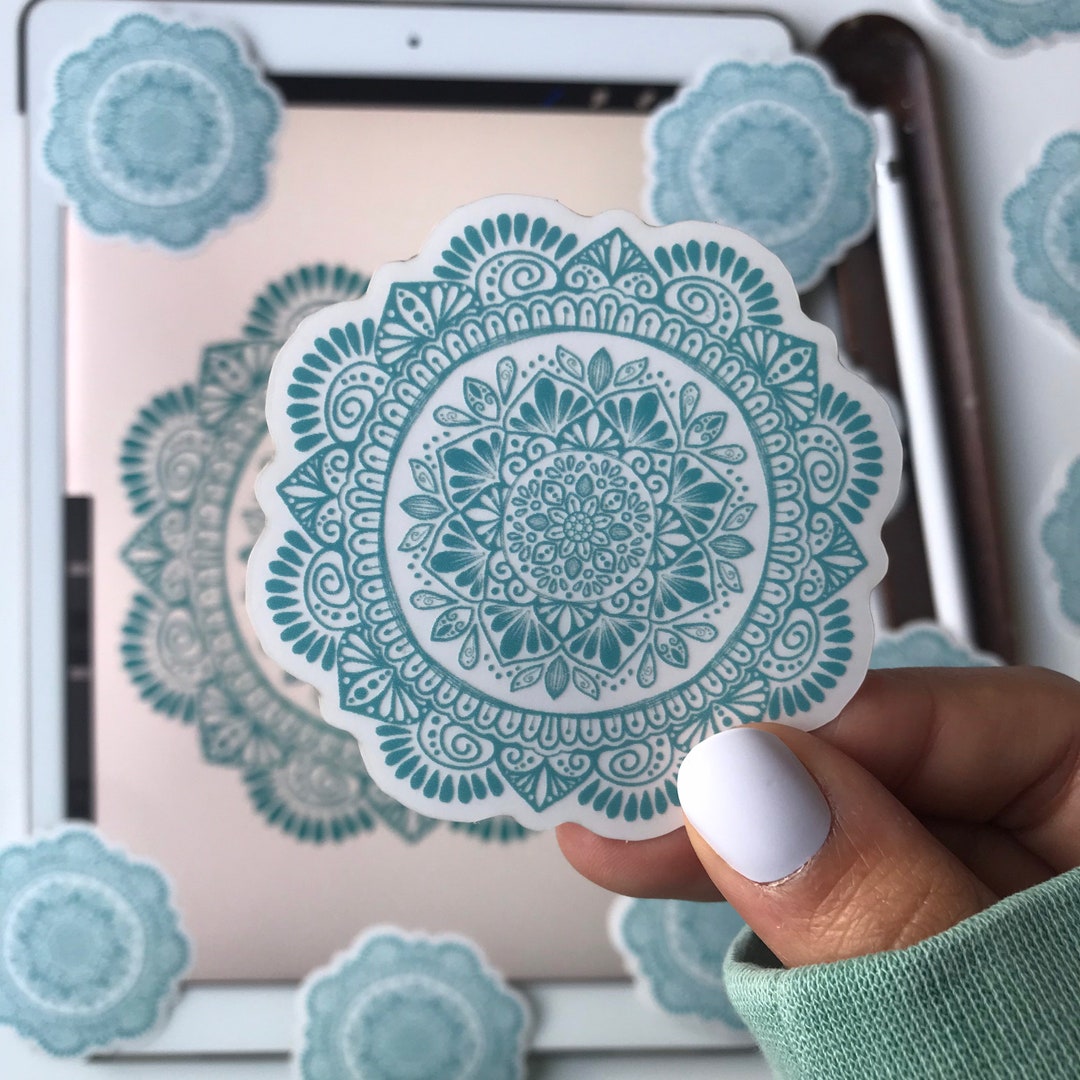 Transparent Sketch Mandala Drawing Waterproof Stickers - Waterproof ...