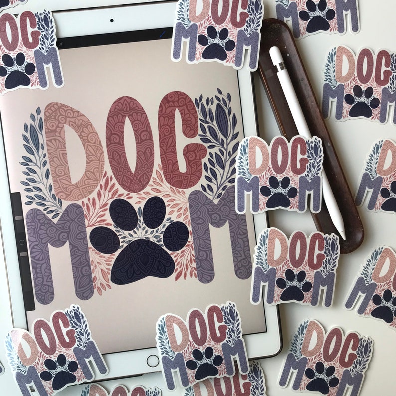 Dog Mom Mandala Stickers Dog Mom Waterproof Stickers - Etsy
