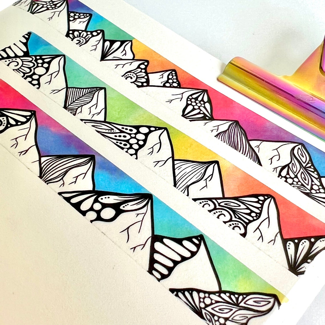 Zentangle Mountain Rainbow 10mm Washi Tape | Etsy