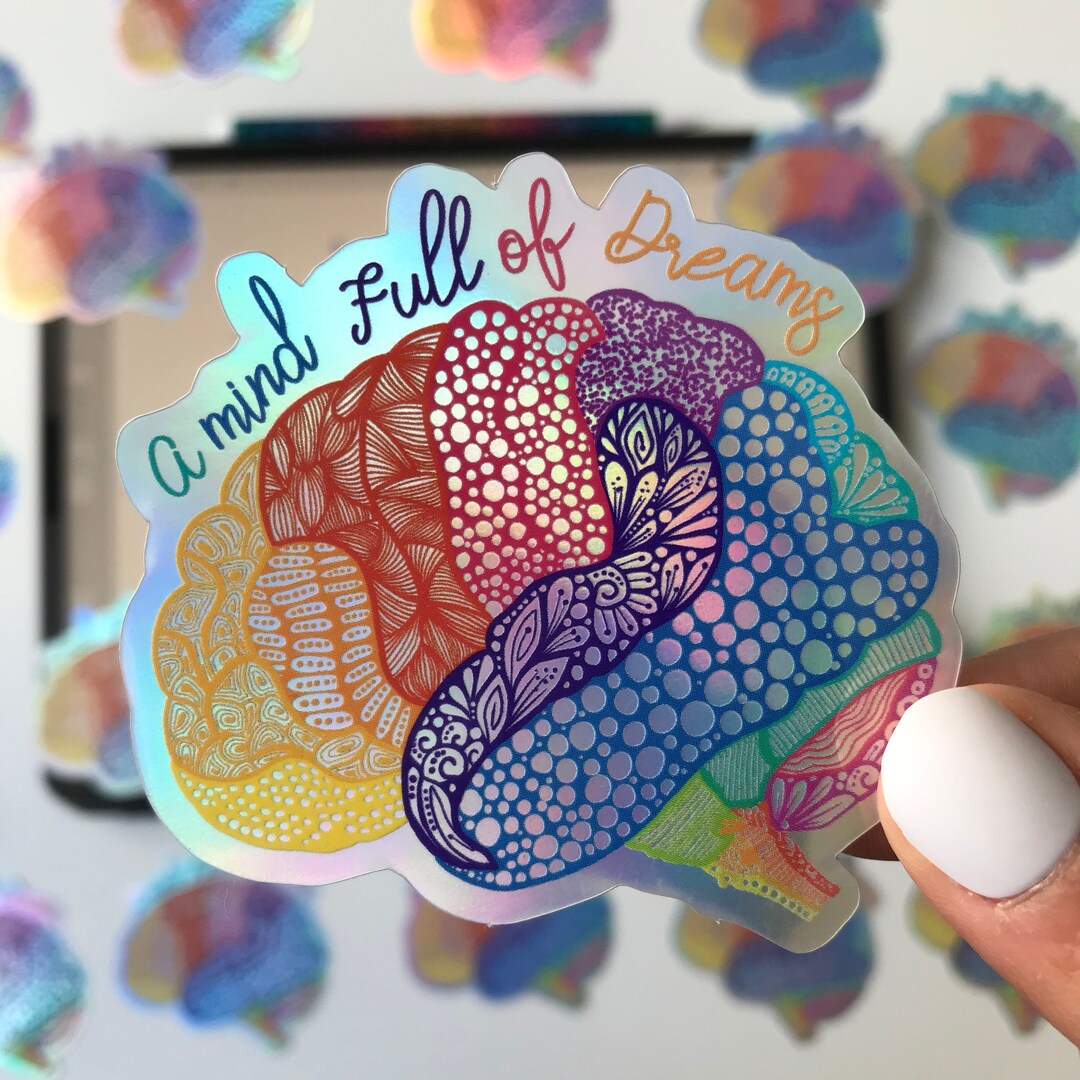 Zentangle Mind Holographic Sticker - Rainbow Mind Waterproof Sticker - Etsy