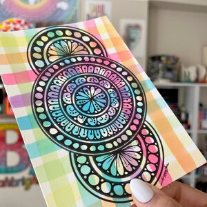 Mandala With Rainbow Gingham Background - Etsy