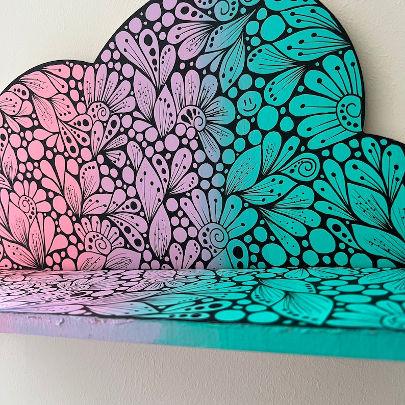 Zentangle Cloud Shelf _ Wooden Shelf _ Wall Decor _ Handmade - Etsy