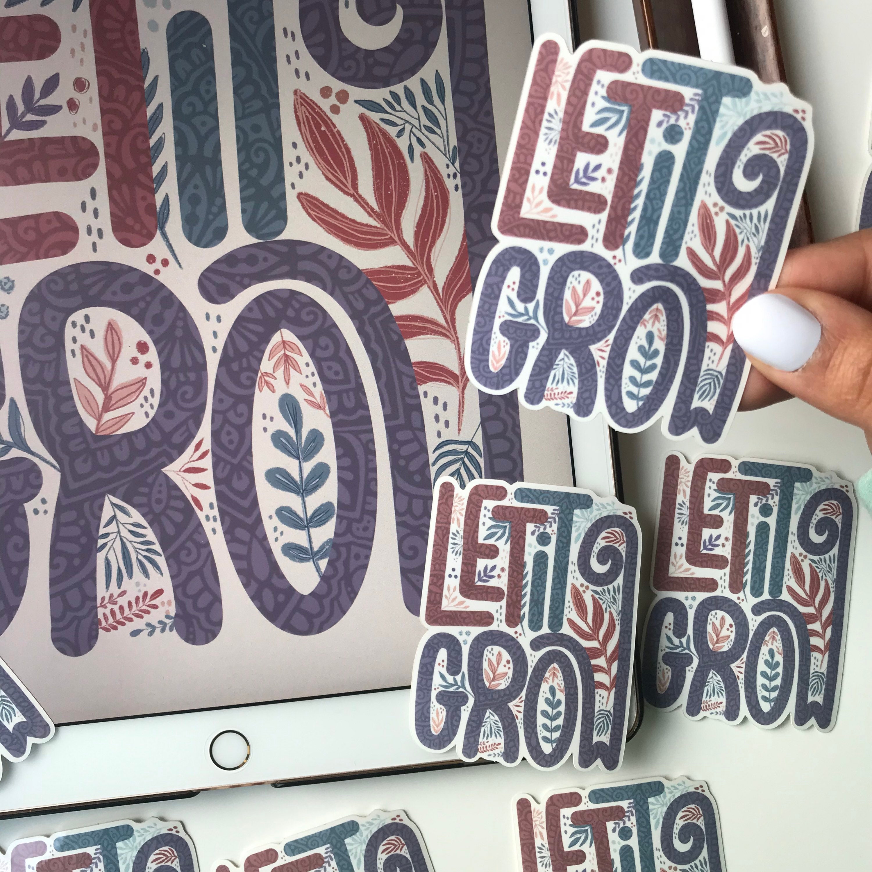 Let It Grow Mandala Waterproof Stickers Quote Sticker | Etsy