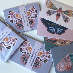Moth Greeting Card Set of 5 - Etsy
