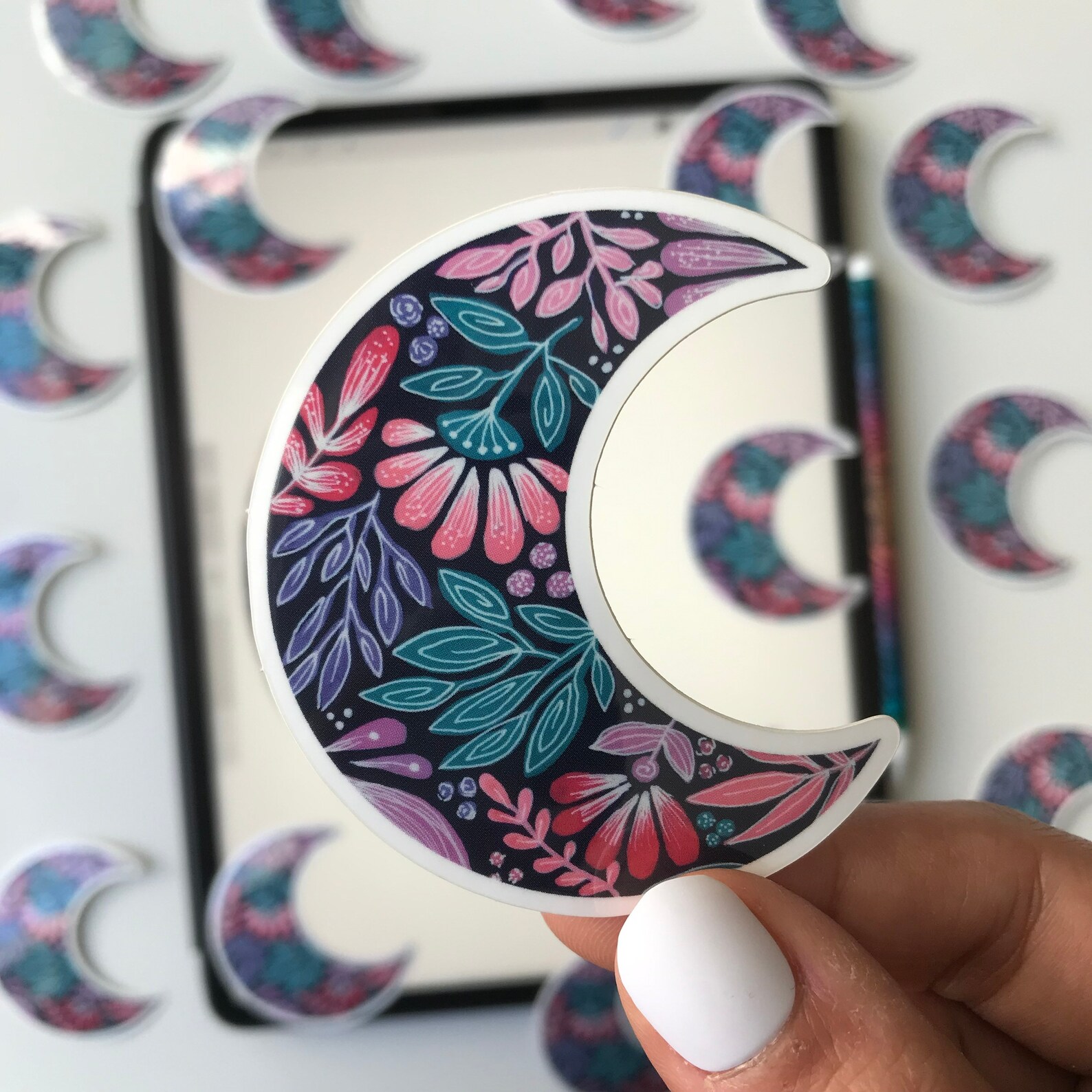 Navy Plant Moon Waterproof Sticker Waterproof Sticker Moon - Etsy