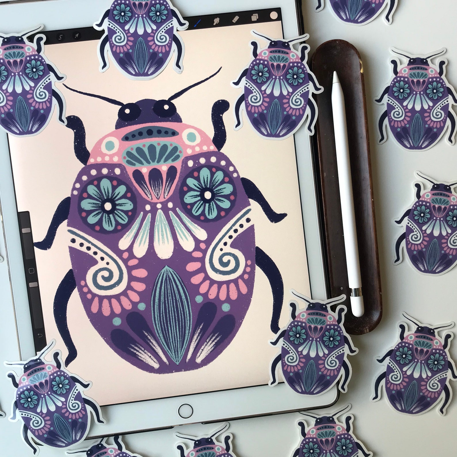 Bug illustration waterproof stickers bug stickers | Etsy