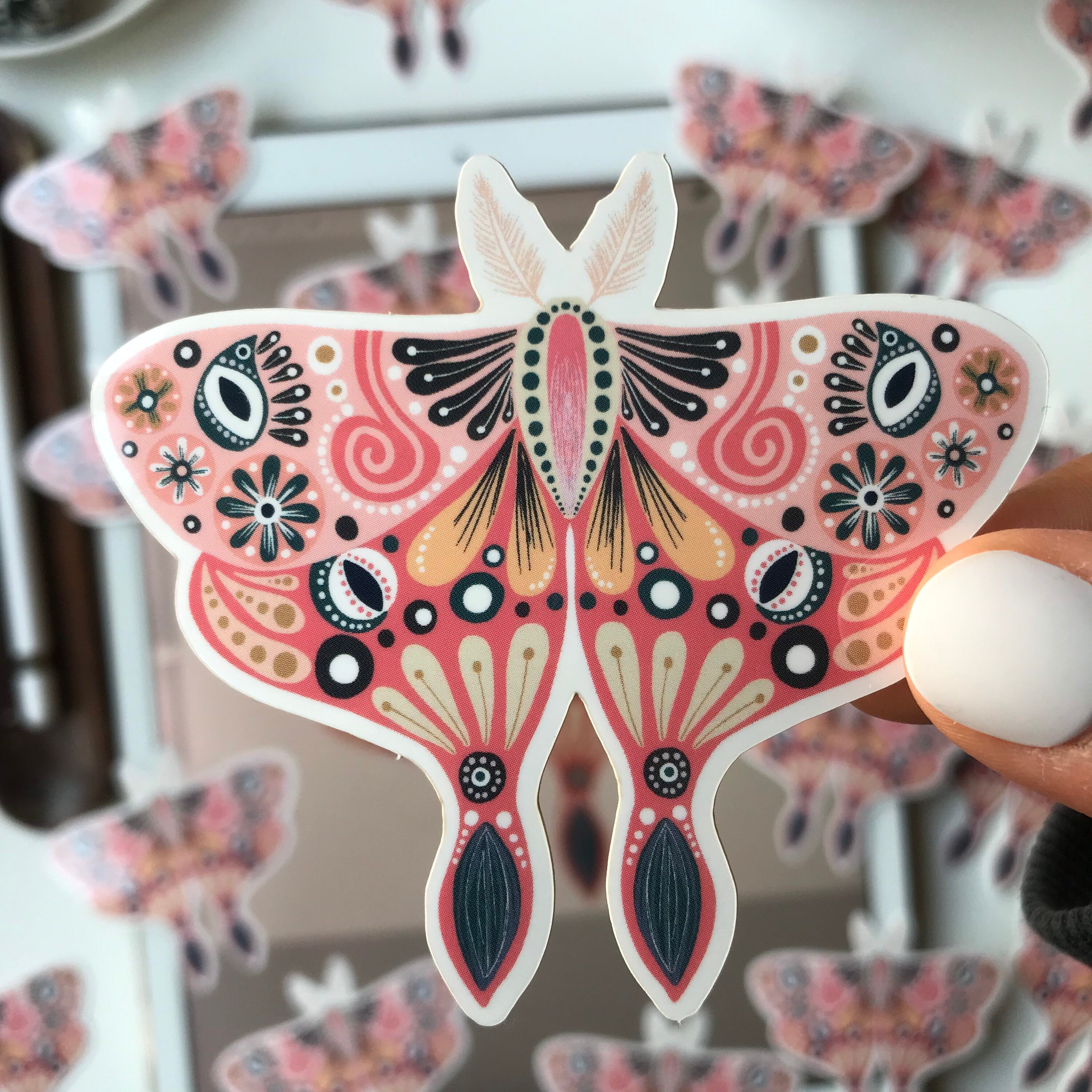 Cute Folk Moth Waterproof Sticker - Etsy