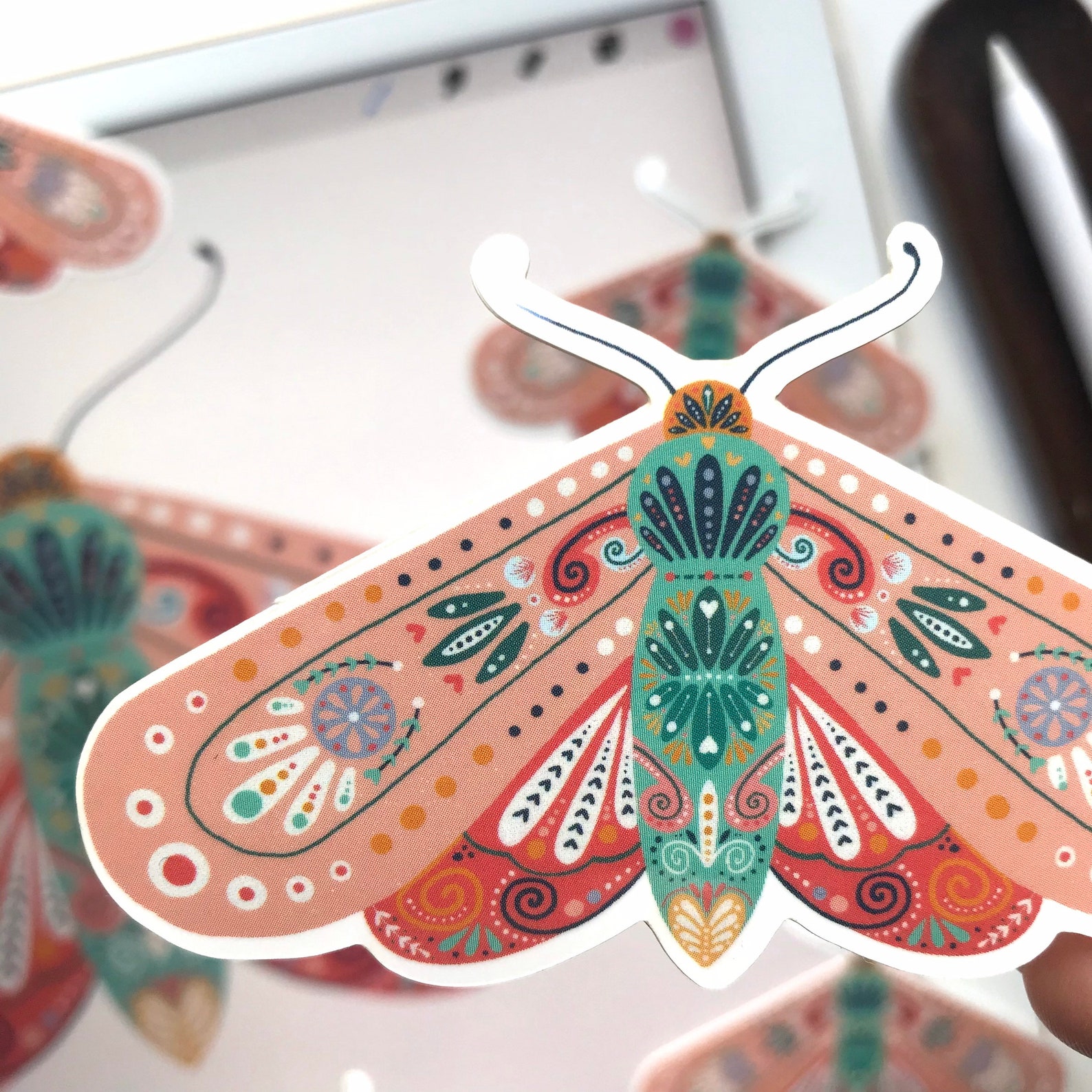 Moth illustration stickers waterproof stickers butterfly | Etsy