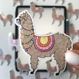 Zentangle Lama Waterproof Sticker - Lama Sticker - Etsy