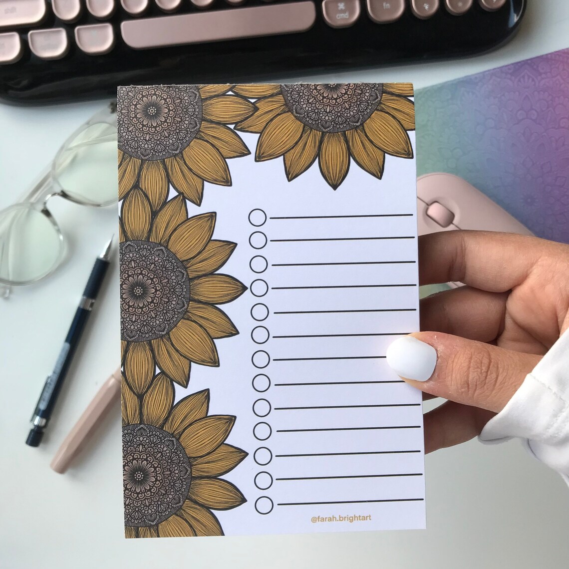 Sunflower Mandala Notepad 100 Sheets - Etsy