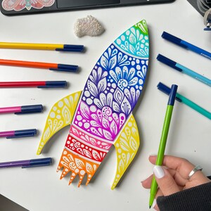 Rainbow Zentangle Rocket - Etsy