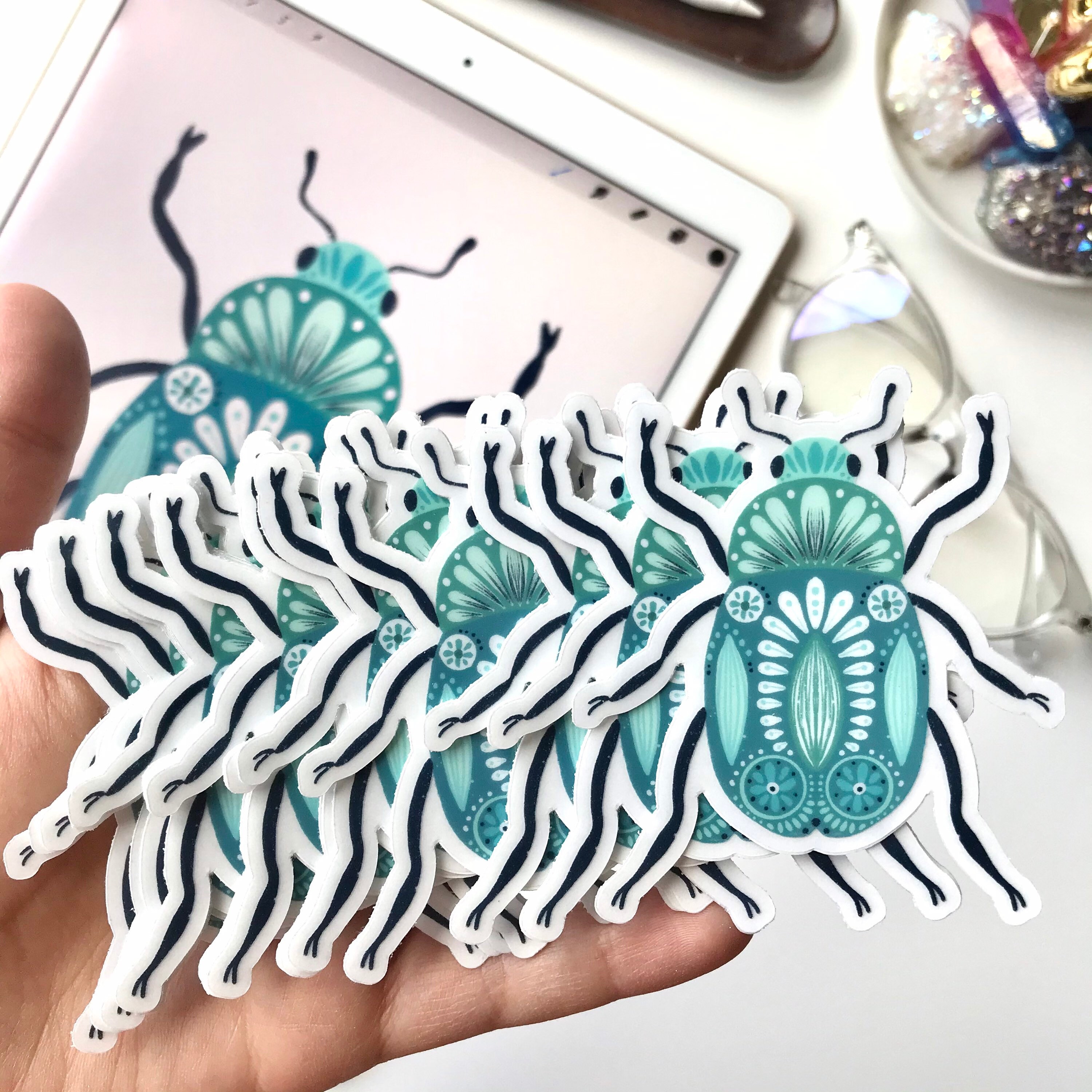 Matte Transparent Cute Blue Bug Sticker Waterproof Sticker - Etsy