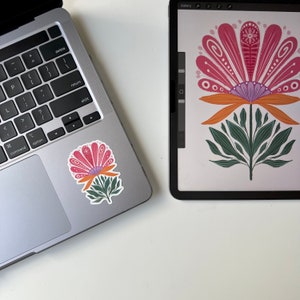 Folk Flower Sticker - Waterproof Stickers - Etsy