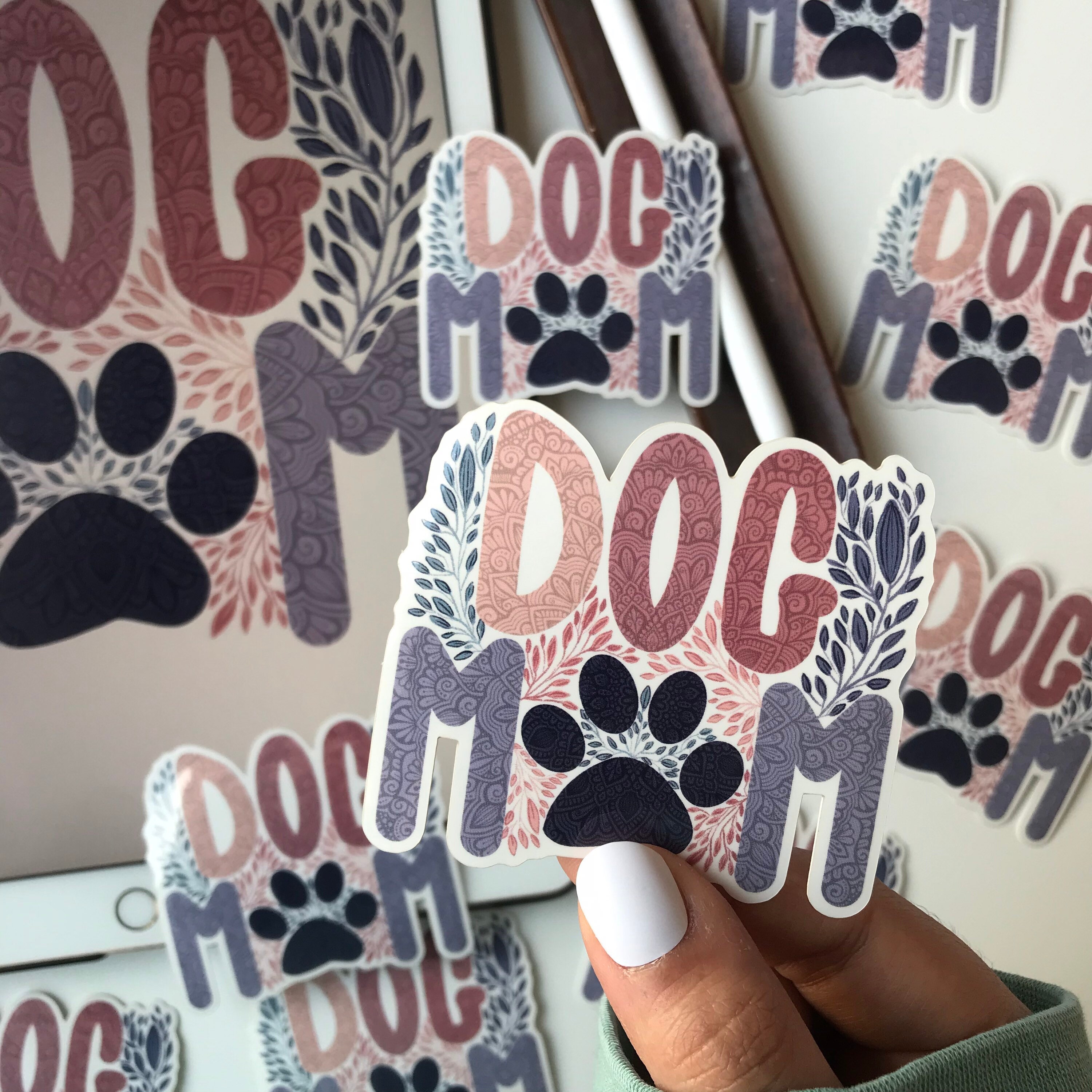 Dog Mom Mandala Stickers Dog Mom Waterproof Stickers - Etsy