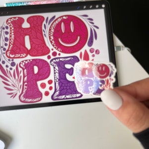 Mini Hope Sticker - Zentangle Hope Sticker - Etsy
