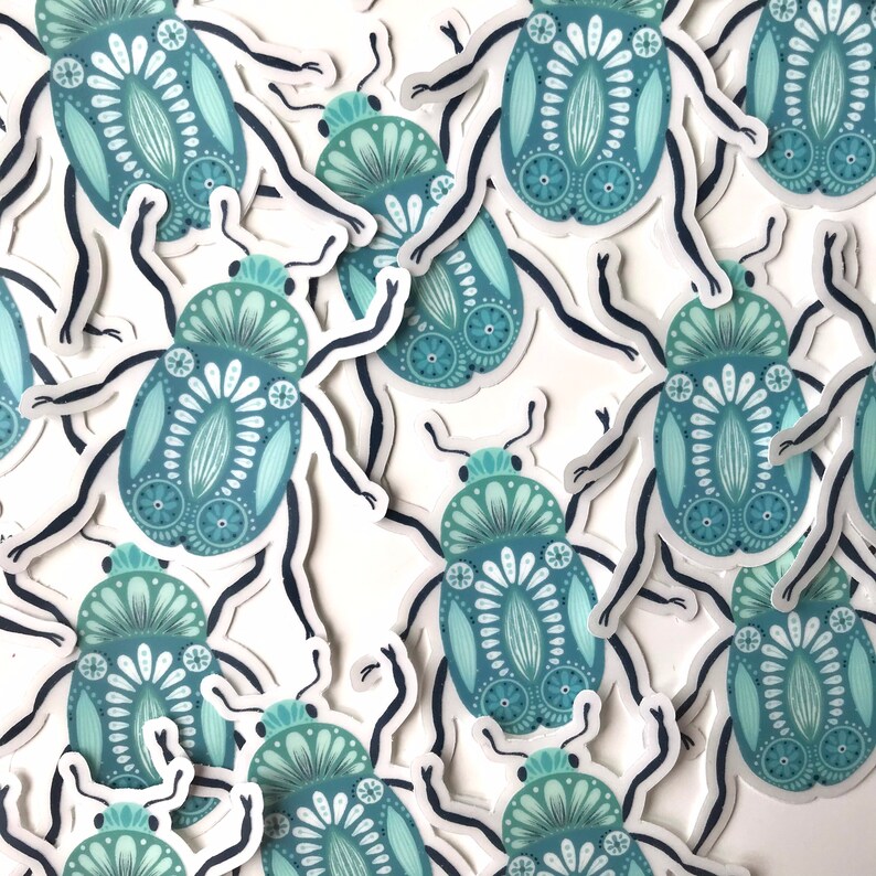 Matte Transparent Cute Blue Bug Sticker Waterproof Sticker - Etsy