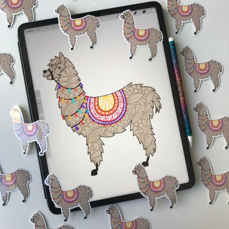 Zentangle Lama Waterproof Sticker Lama Sticker - Etsy