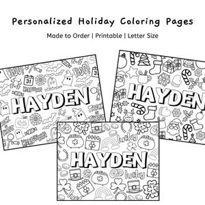 Personalized Holiday Coloring Page Bundle Holiday Coloring - Etsy