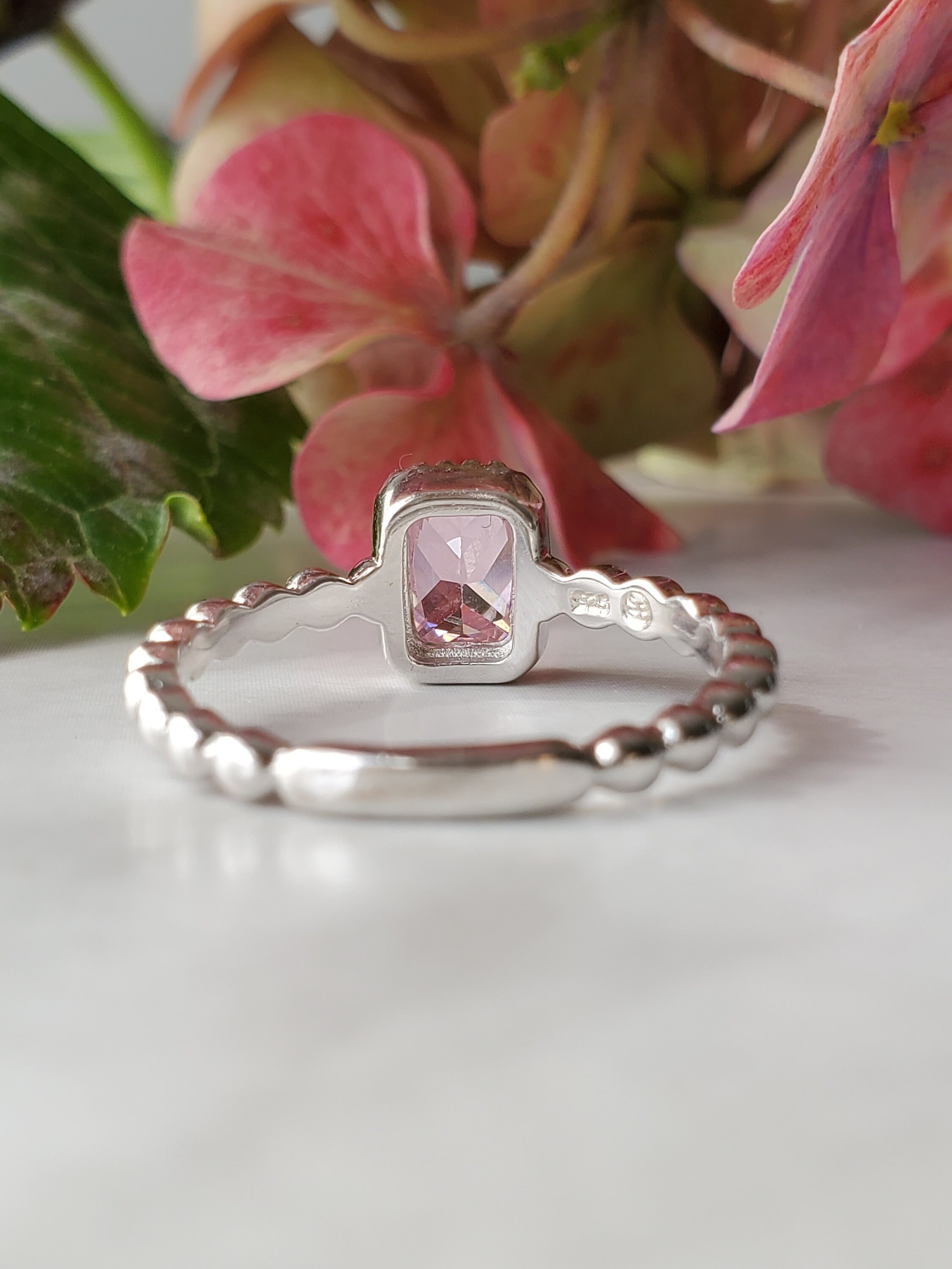 October birthstone ringBeaded Shank Square Center Birthstone | Etsy