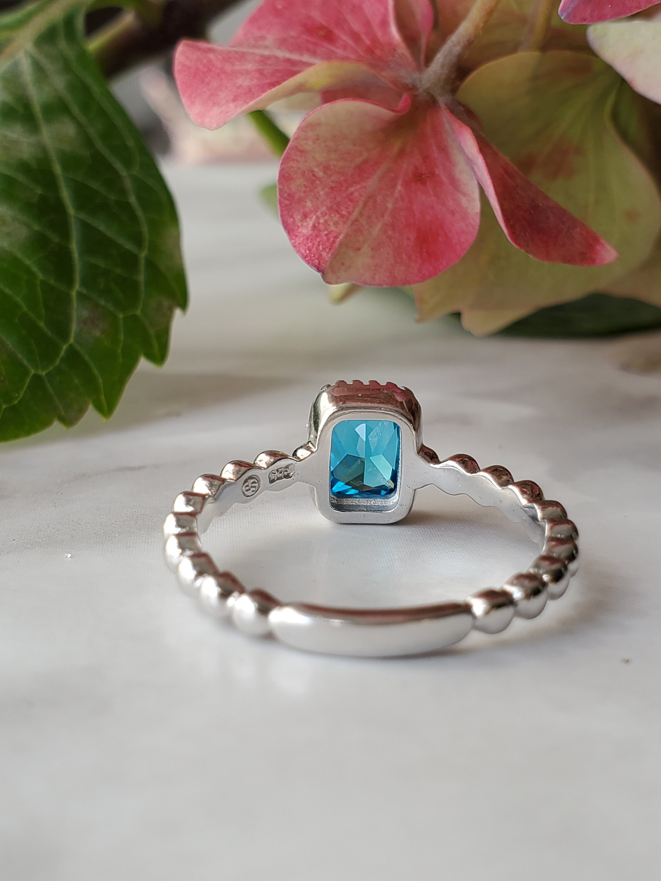 December birthstone ringBeaded Shank Square Center Birthstone | Etsy