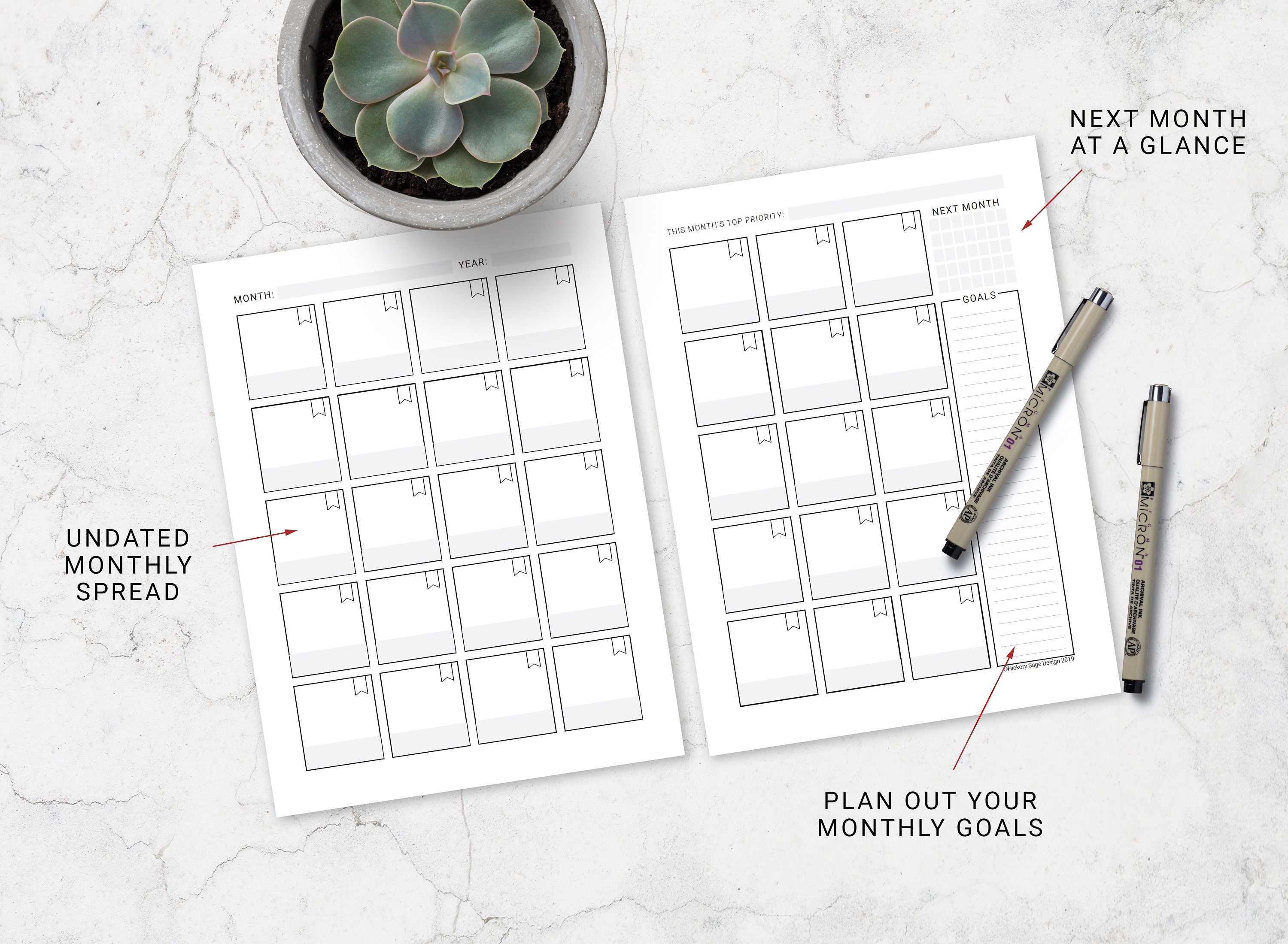Monthly Planner Insert Printable (letter, A4, A5, and Half Letter Size ...