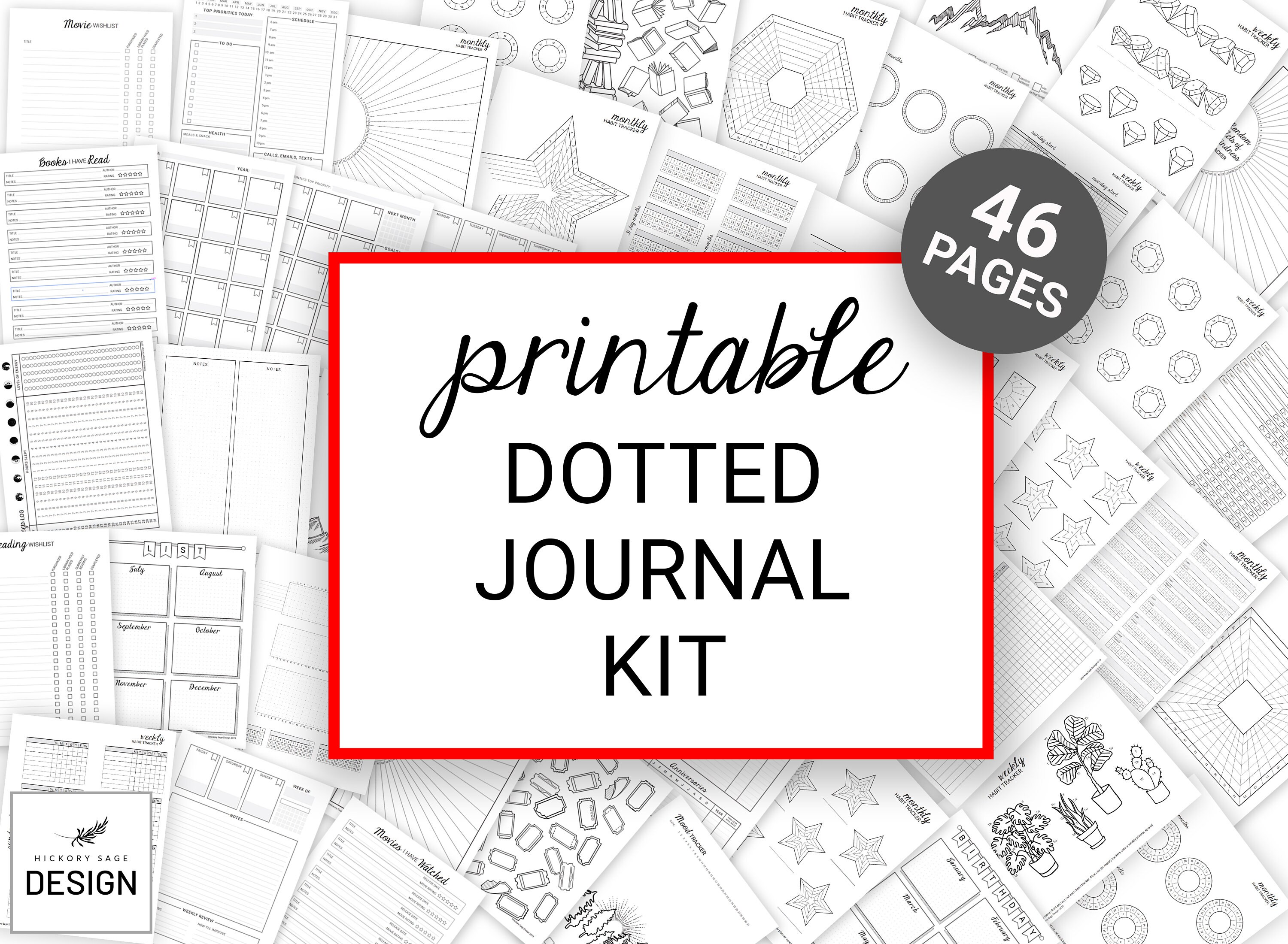 Printable Dot Grid Journal Kit Starter Kit With Spreads Etsy Printable Dot Grid Journal Kit Starter Kit With Spreads Etsy