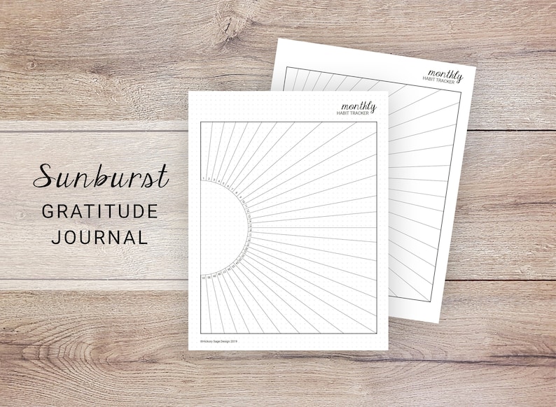 Sunburst Monthly Habit Tracker & Gratitude Journal (BUJO Printable) - Etsy
