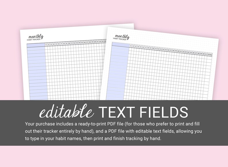 Grid Monthly Habit Tracker (dot Grid Journal Printable) - Etsy