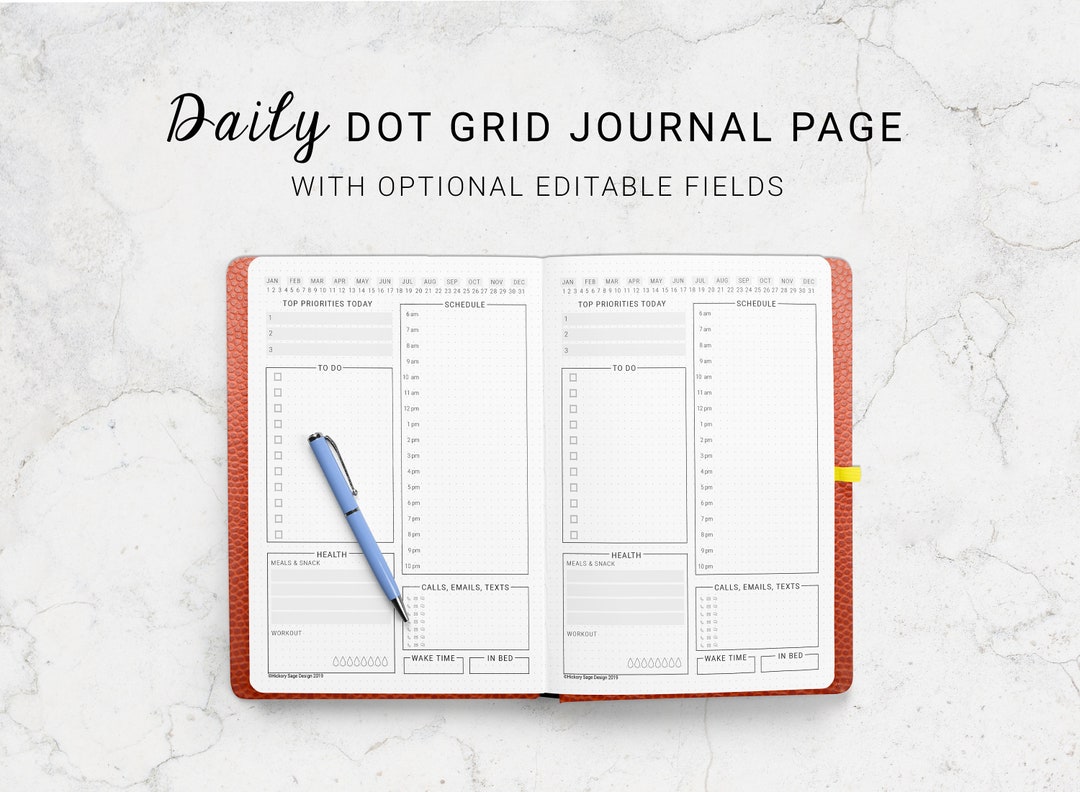 Daily Dotted Grid Journal Planning Page - Etsy