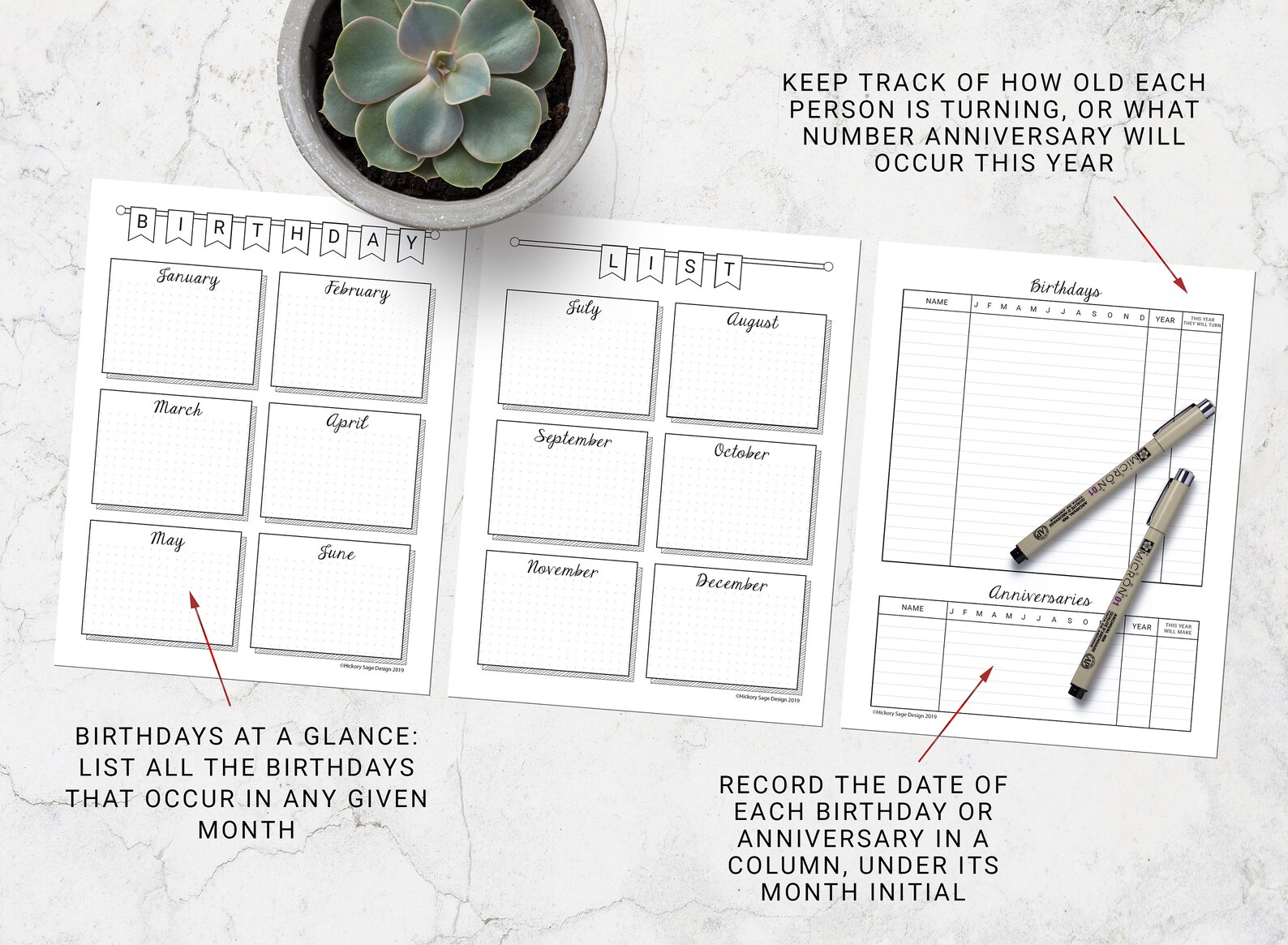 Birthday & Anniversary Tracker for Bullet Journals and Planners - Etsy