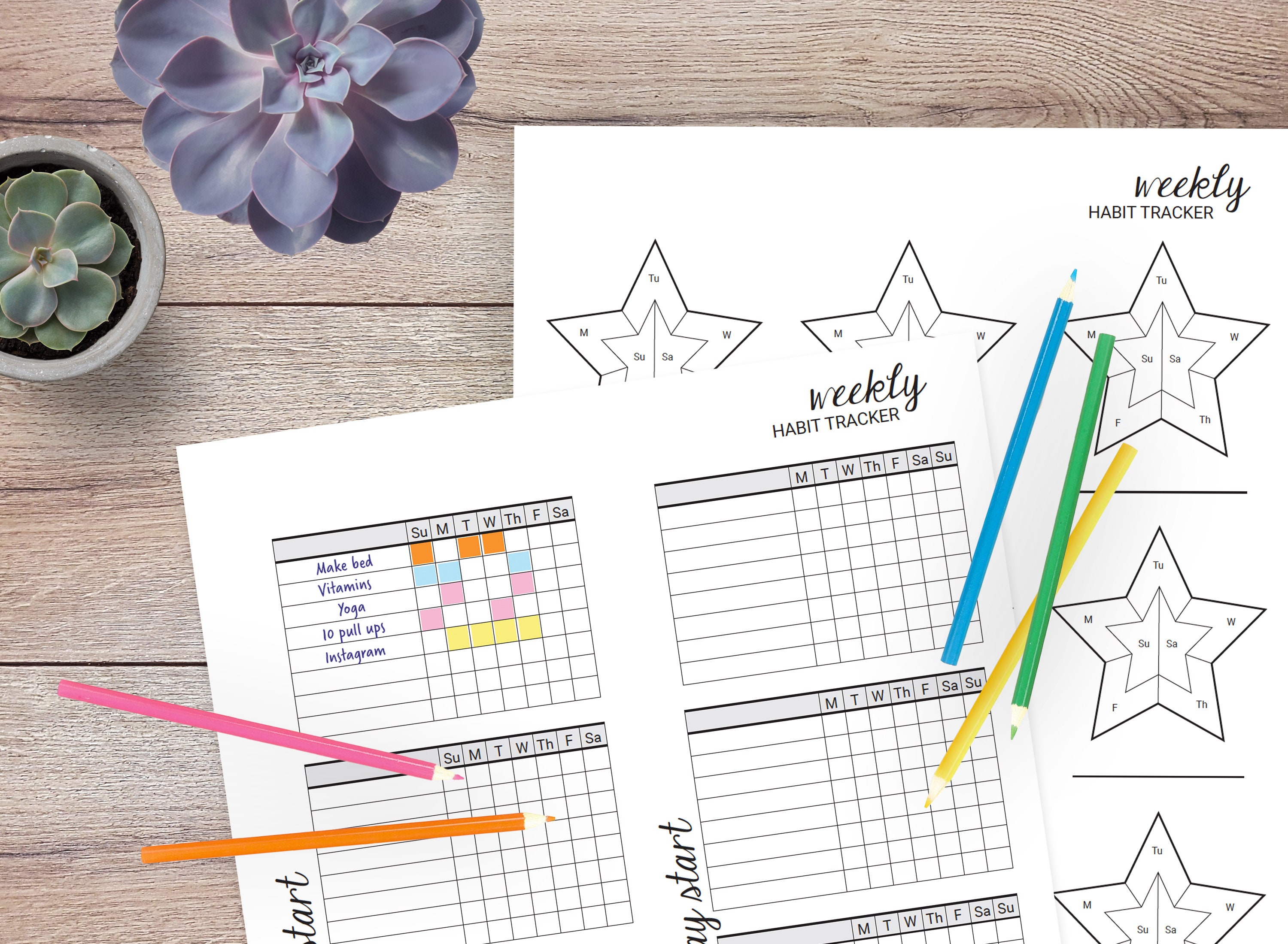 Habit Trackers Bundle - 11 Monthly and Weekly Trackers, for Planners ...