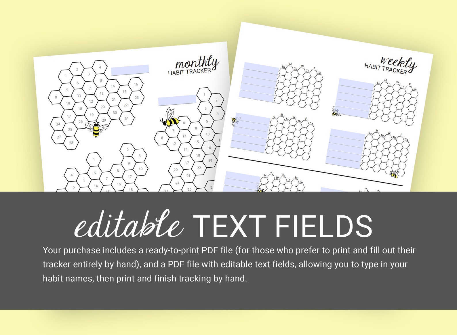 Bee Habit Tracker for BUJO Dot Grid Journal Printable - Etsy