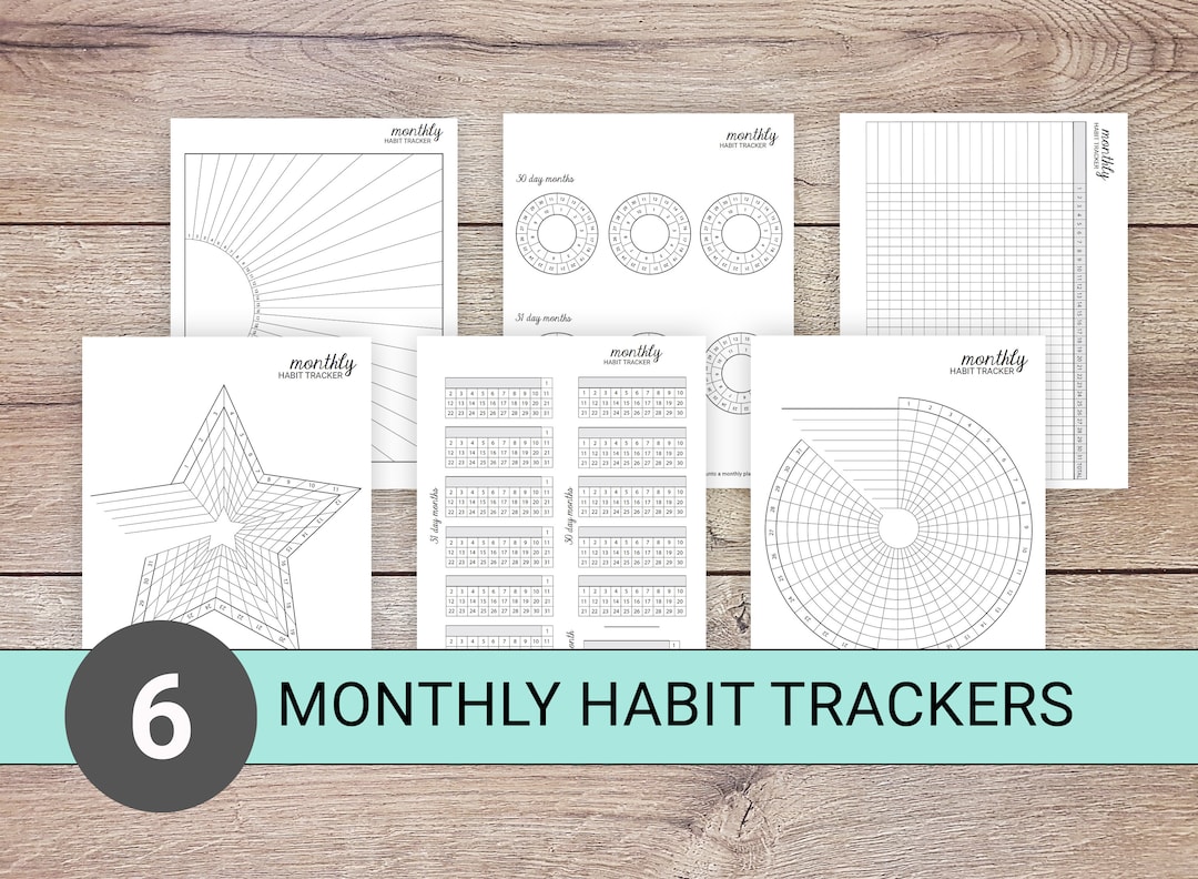 Monthly Habit Trackers - Pack of 5. - Etsy