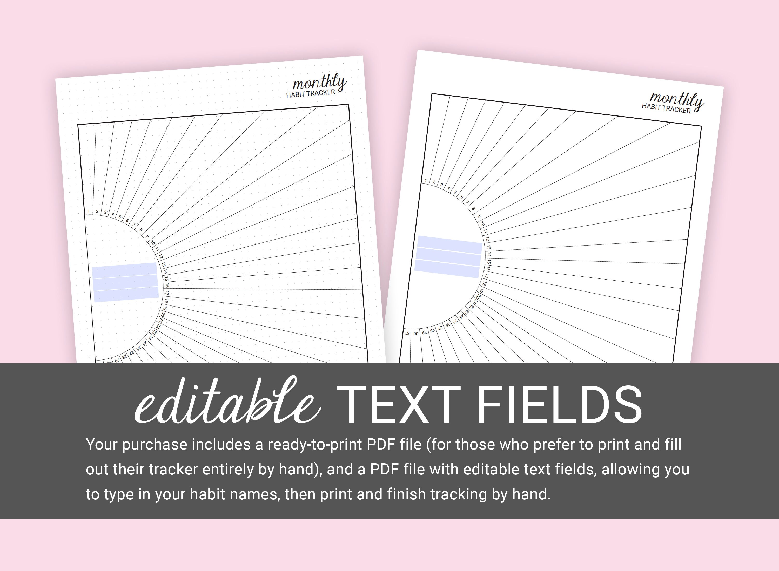 Sunburst Monthly Habit Tracker & Gratitude Journal (BUJO Printable) - Etsy