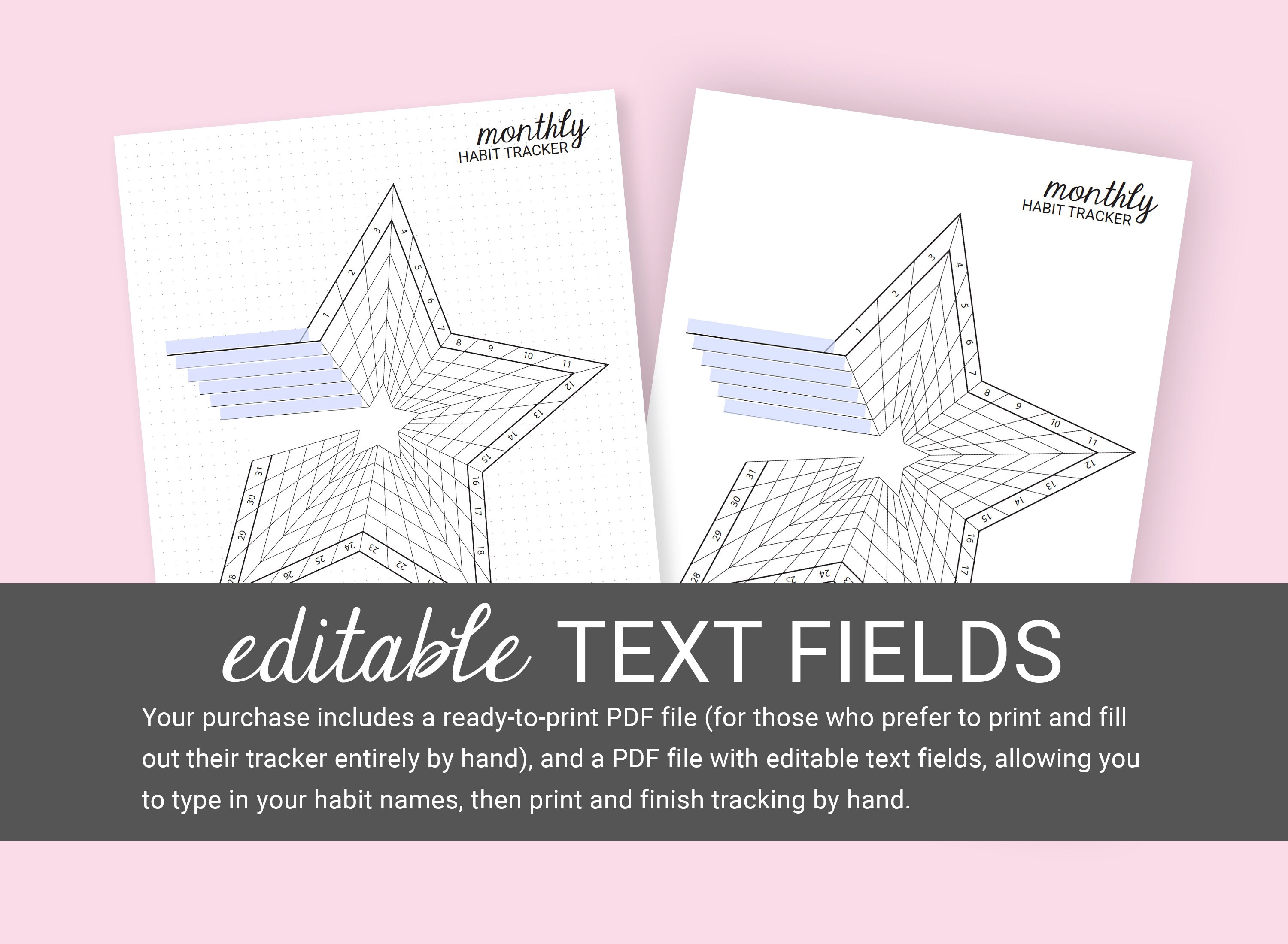 Star Habit Tracker (monthly). Planner Printable - Etsy