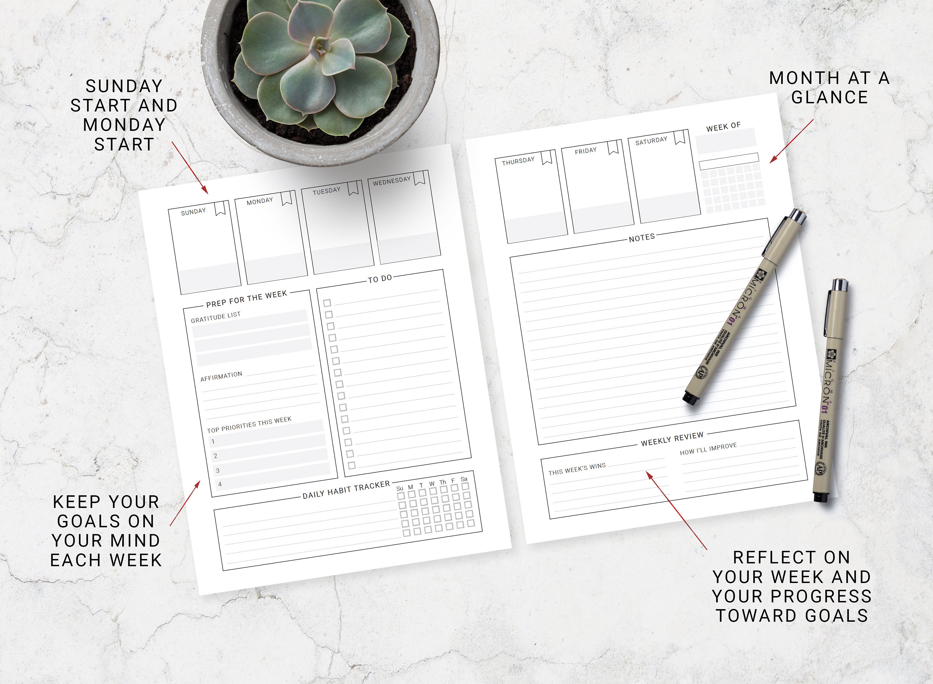 Planner Spread BUNDLE With Daily Insert Weekly Spread and - Etsy