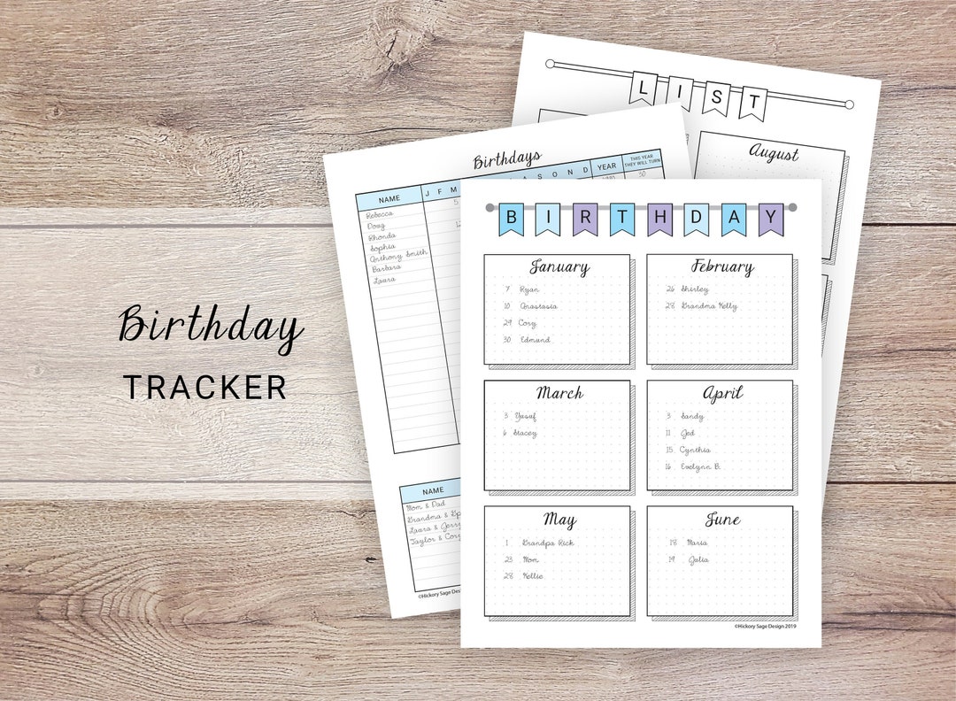 Birthday & Anniversary Tracker for Bullet Journals and Planners - Etsy