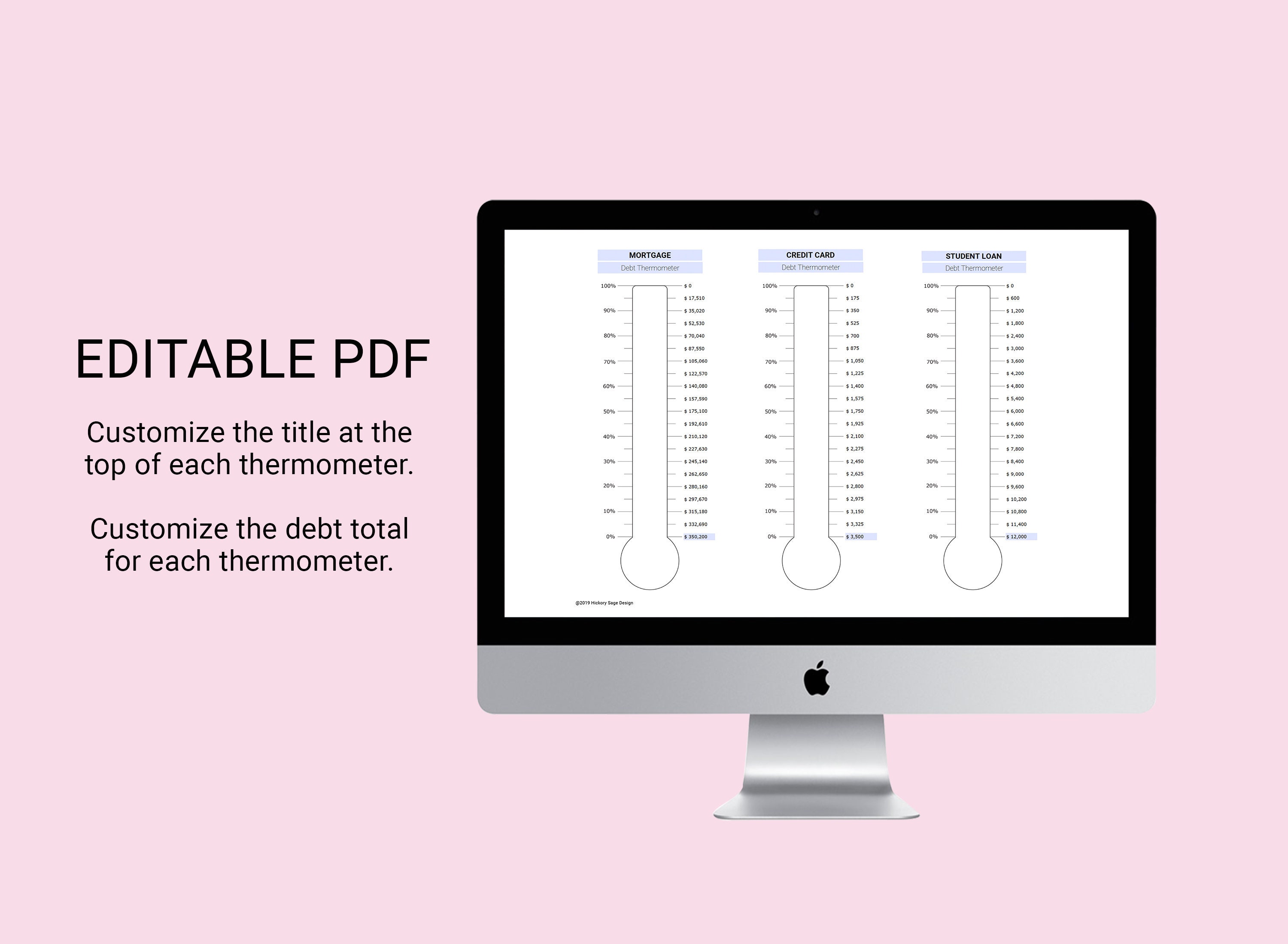 3 Debt Thermometers, Printable - Etsy