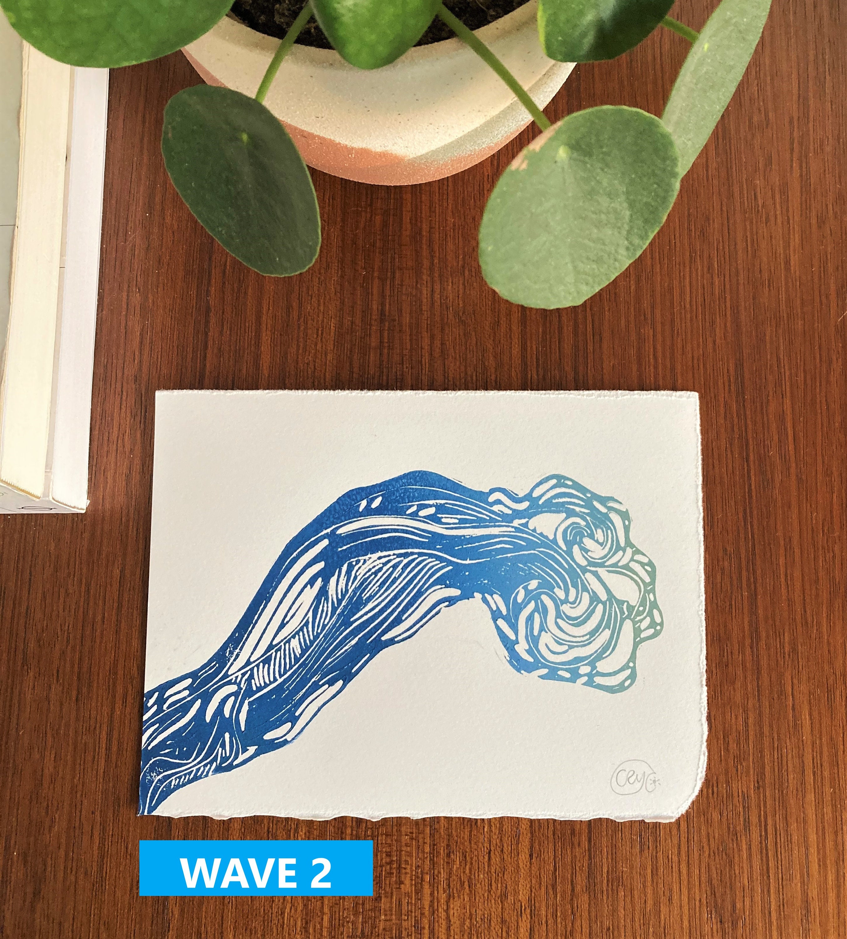 Original Lino Print of Waves Sea and Water. Hand Carved Hand | Etsy