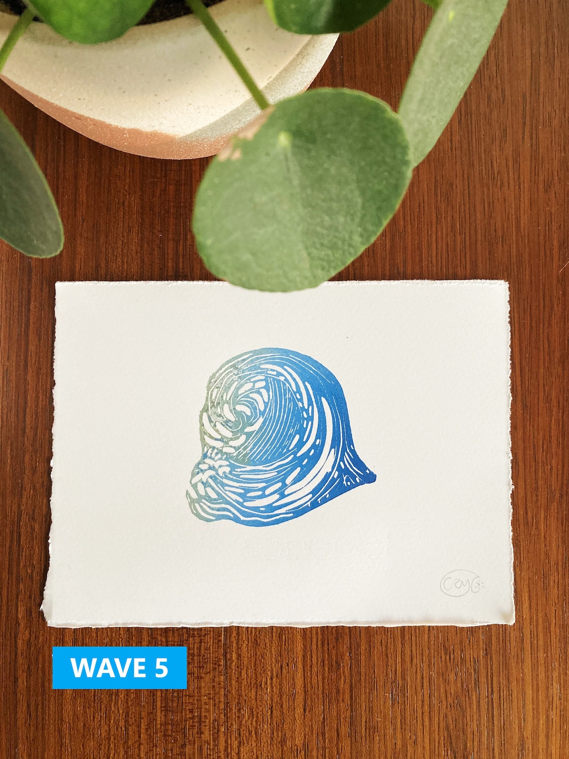 Original Lino Print of Waves Sea and Water. Hand Carved Hand - Etsy