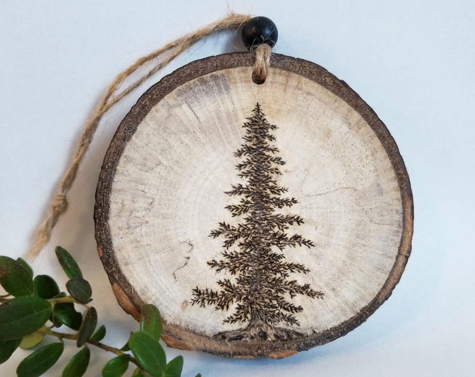 Carved Wood Rustic Evergreen Tree Handmadeholiday Ornament, Earthy ...